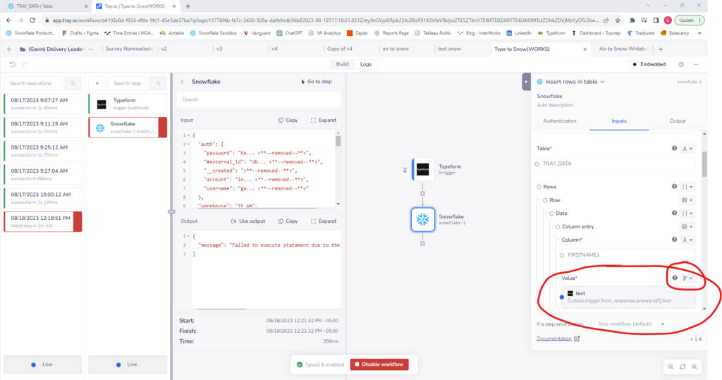 Tray Snowflake Connector: SQL Compilation Error – "ninvalid identifier" - InterWorks