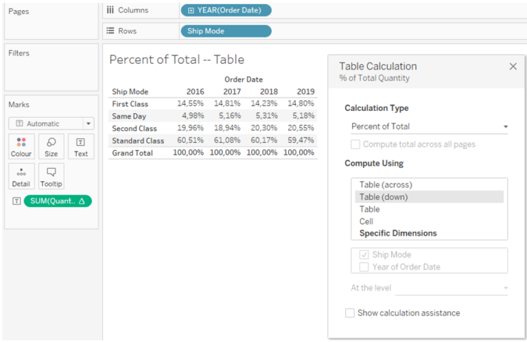 Percent of Total — Table Calculations in Tableau vs. Approach in Power ...
